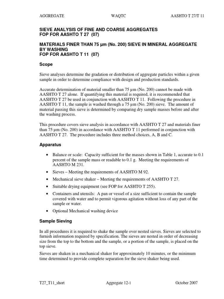 Aashto t27 t11 | Download Free PDF | Applied And Interdisciplinary Physics