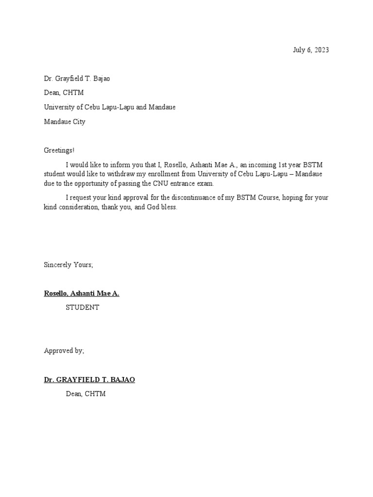 Withdrawal of Enrollment Request | PDF