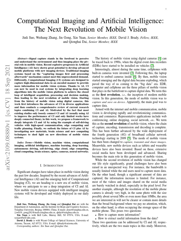 Computational Imaging and Artificial Intelligence: The Next Revolution of Mobile Vision | PDF ...