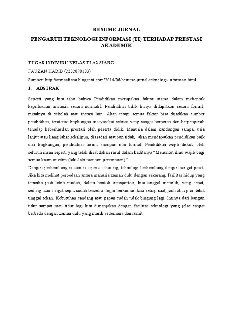 Teknologi Informasi (Resume Jurnal) | PDF