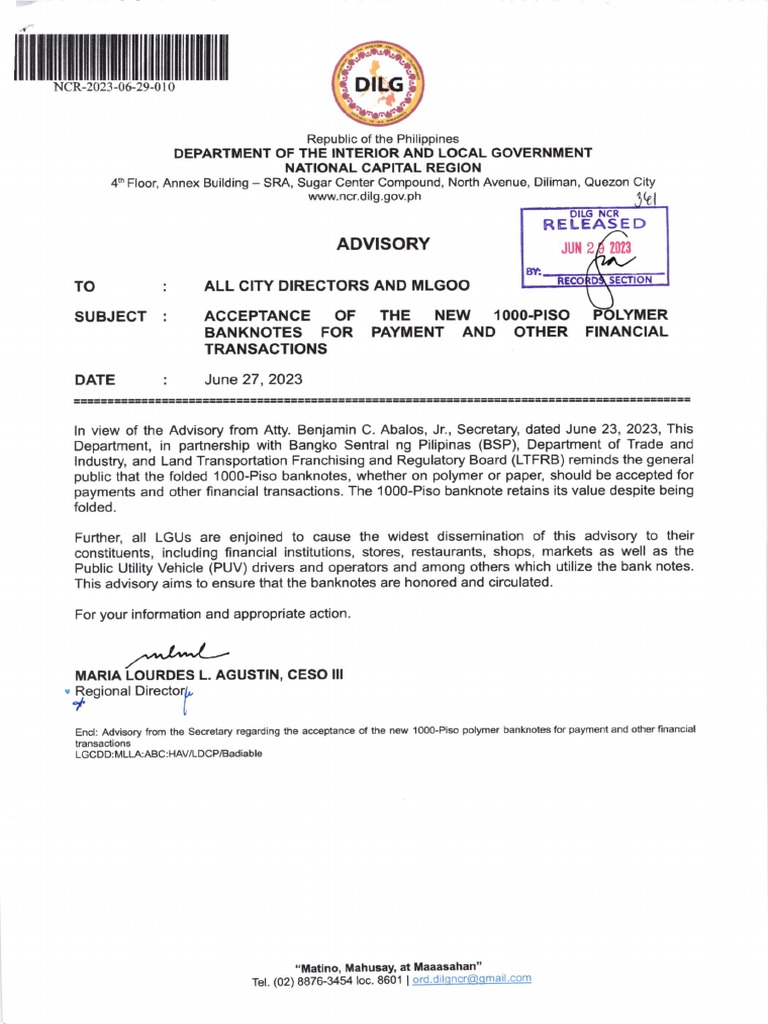 Folded 1000-Piso Notes Accepted | PDF | Banknote | Money