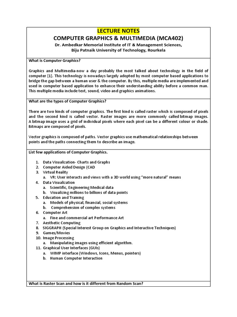 Lecture Notes CGM | Download Free PDF | Computer Graphics | Computer ... Lecture Notes CGM | Download Free PDF | Computer Graphics | Computer ...