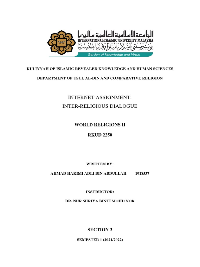 Internet Assignment: Inter-Religious Dialogue | PDF | God | Monotheism