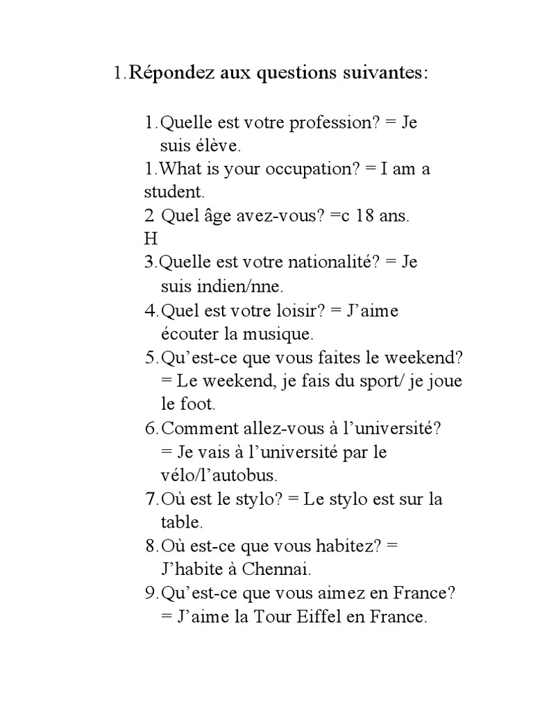 Répondez Aux Questions Suivantes | PDF
