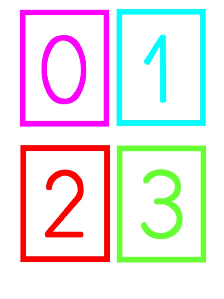 Tarjetas Números Del 0 Al 10 Colores | PDF
