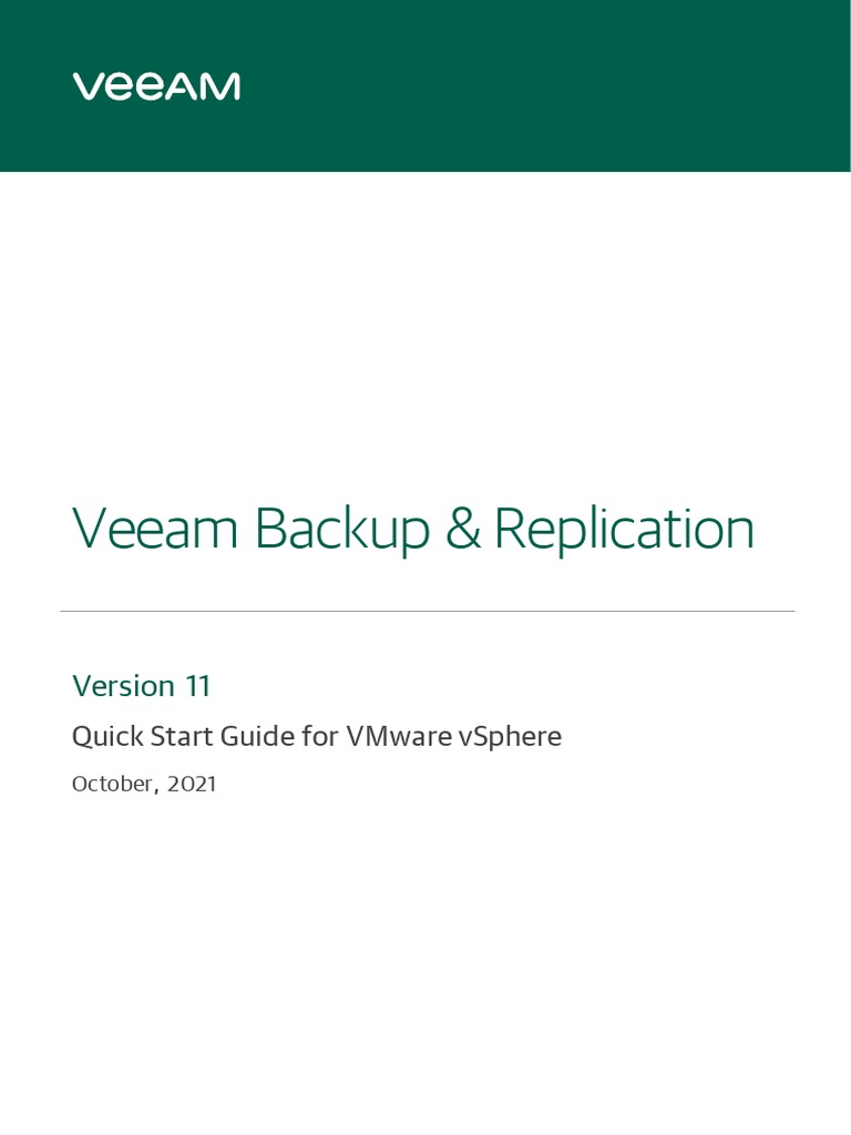 Veeam Backup 11 0 Quick Start Guide Vsphere Pdf Backup Replication Computing