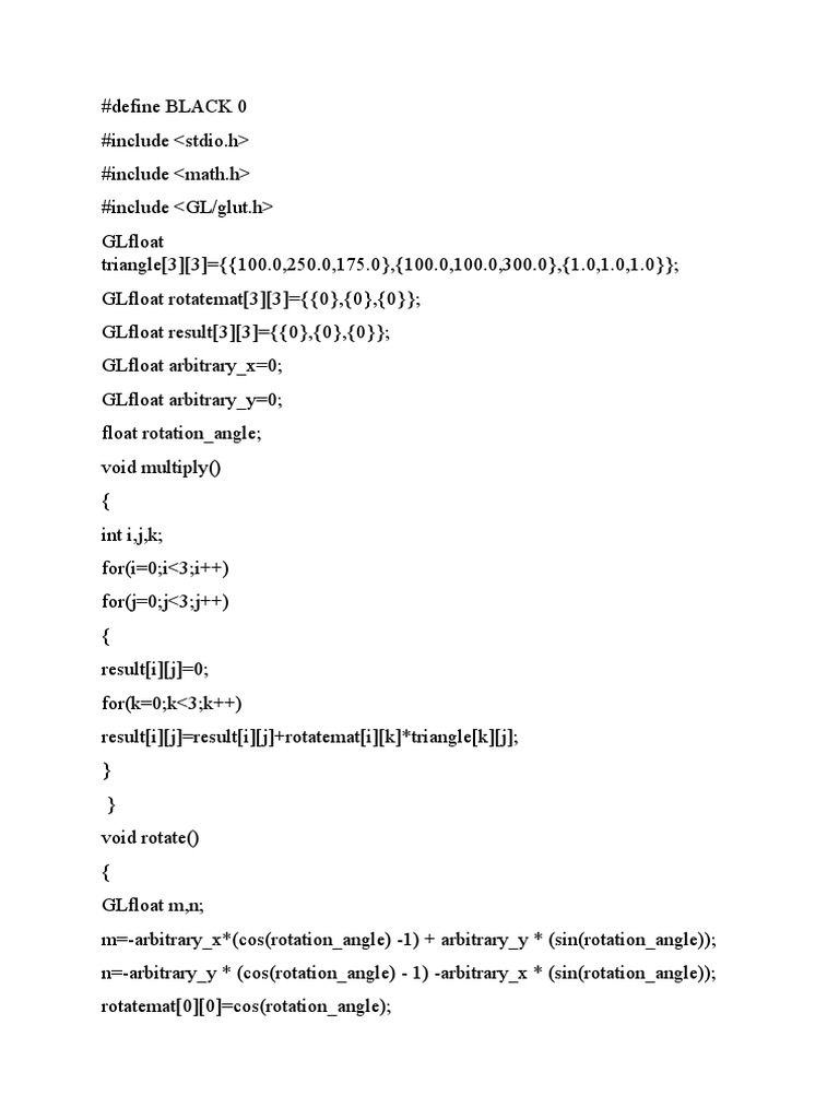 OpenGL Triangle Rotation Code | PDF | Computer Programming | Computing