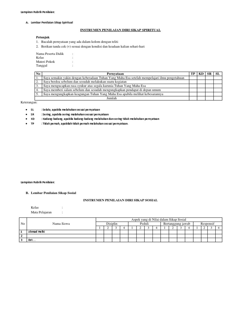 Rubrik Penilaian Siswa | PDF | Karier & Perkembangan