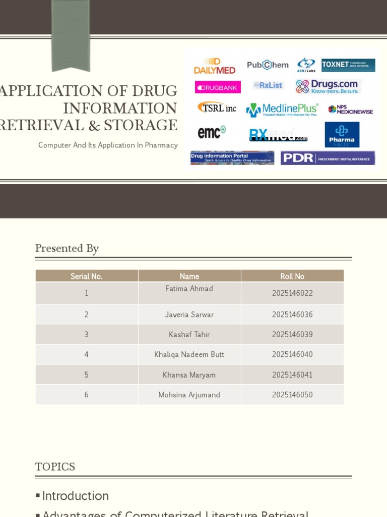 Drug Information Retrieval and Storage | PDF