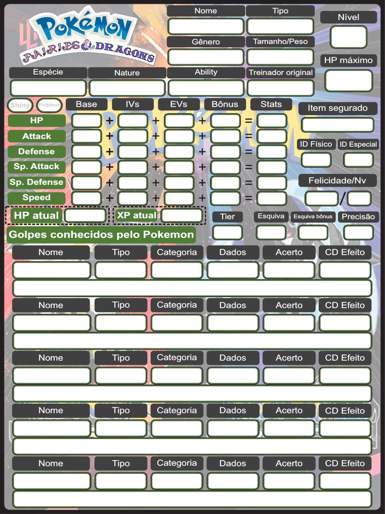 Ficha de Pokemon | PDF | Pokémon | Videogames