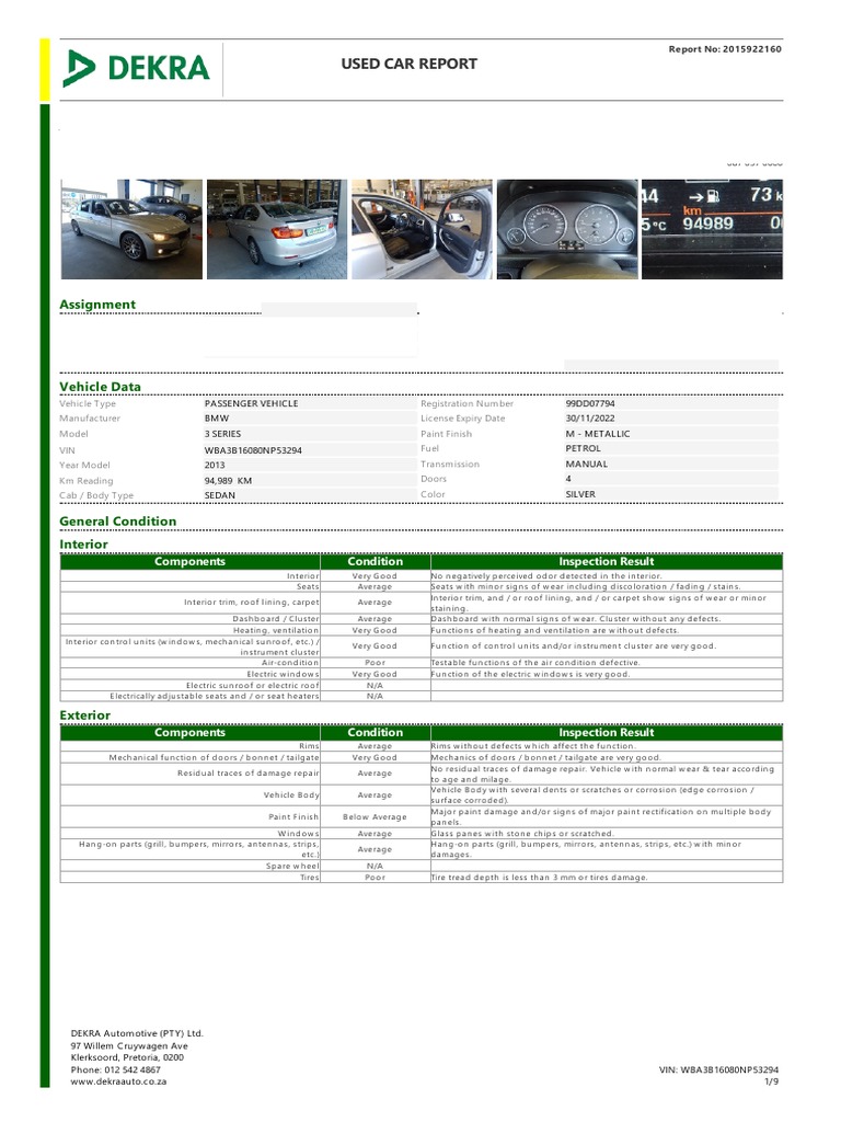 Used Car Report: Assignment | PDF | Car | Tire