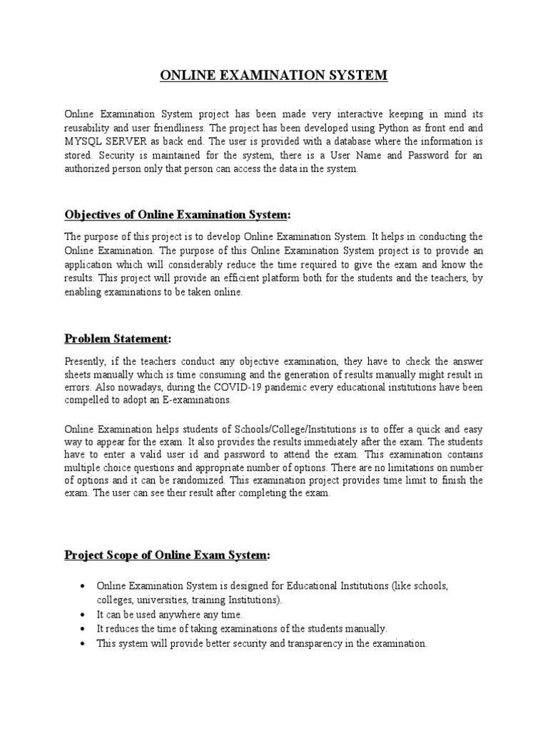 Online Examination System | PDF | Standardized Tests | Databases