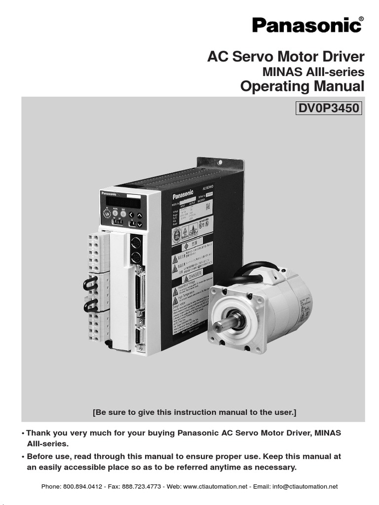 Panasonic MINAS A3 Series | PDF | Electric Motor | Parameter (Computer Programming)