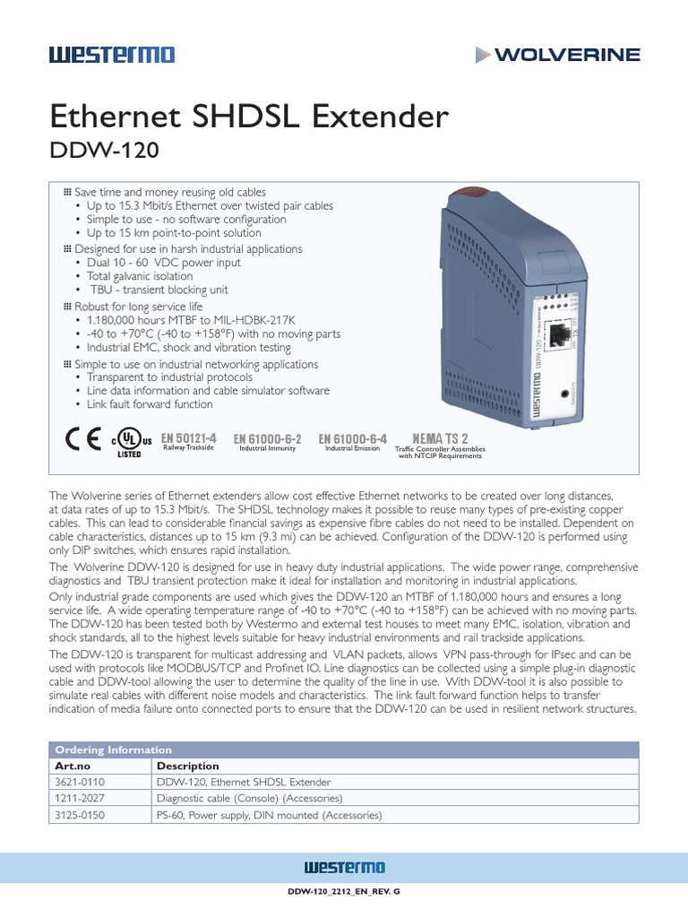 Industrial Ethernet SHDSL Extender | PDF | Ethernet | Computer Network