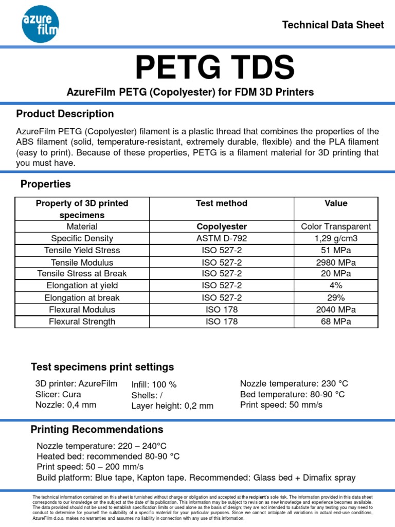 Petg TDS1 | PDF | 3 D Printing | Civil Engineering