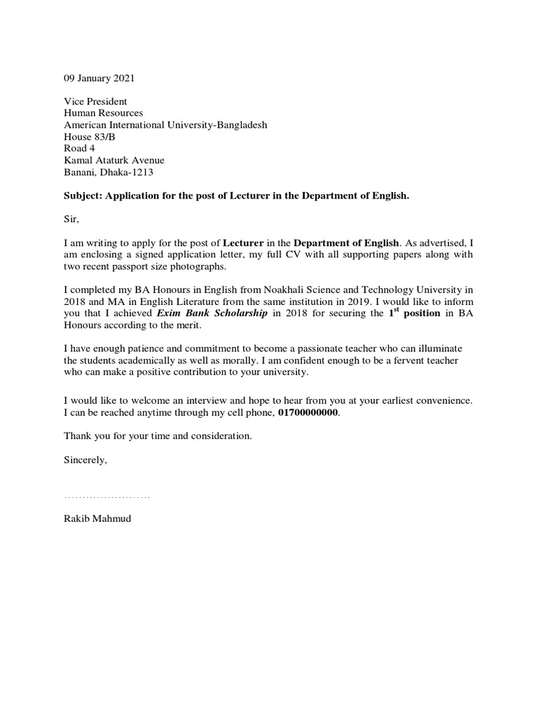 Cover Letter and CV | PDF