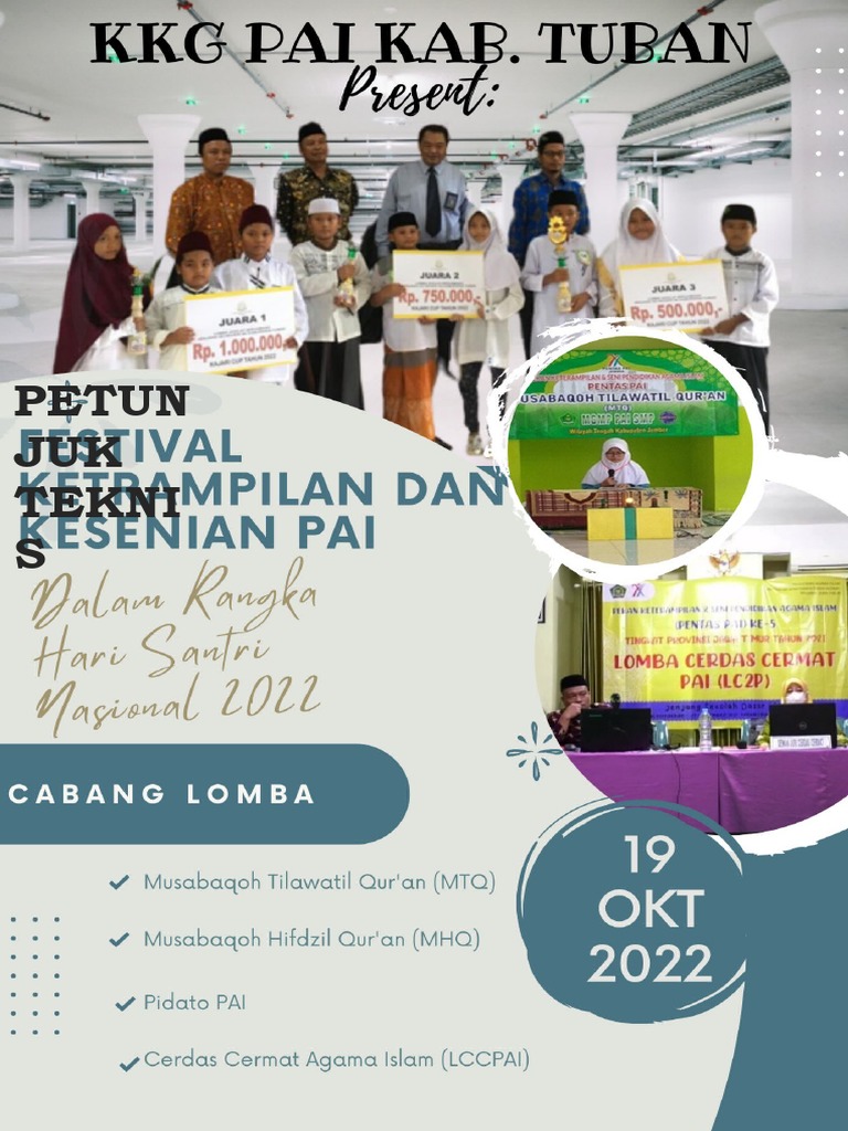 Petunjuk Teknis Lomba Festival Pai Kabupaten Tuban 2022 | PDF