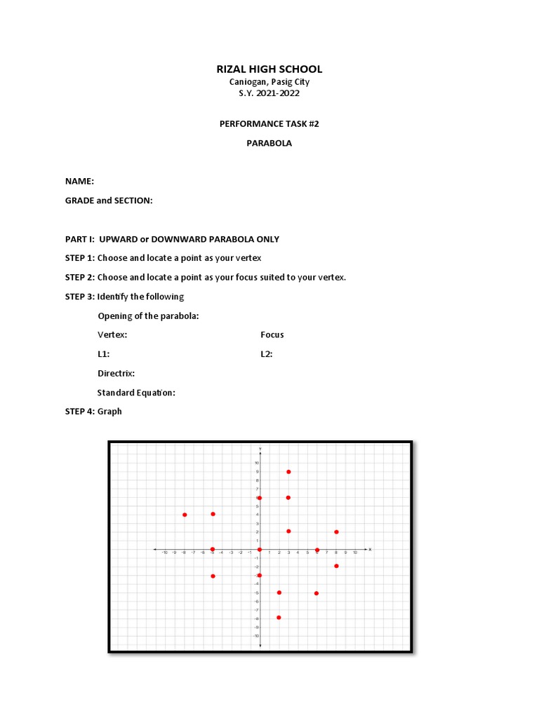Parabola Performance Task Guide | PDF