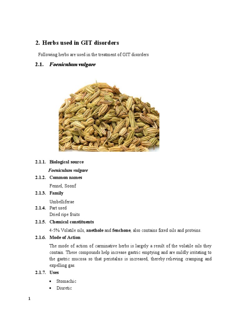 Herbs For GIT | PDF | Dietary Fiber | Diet & Nutrition