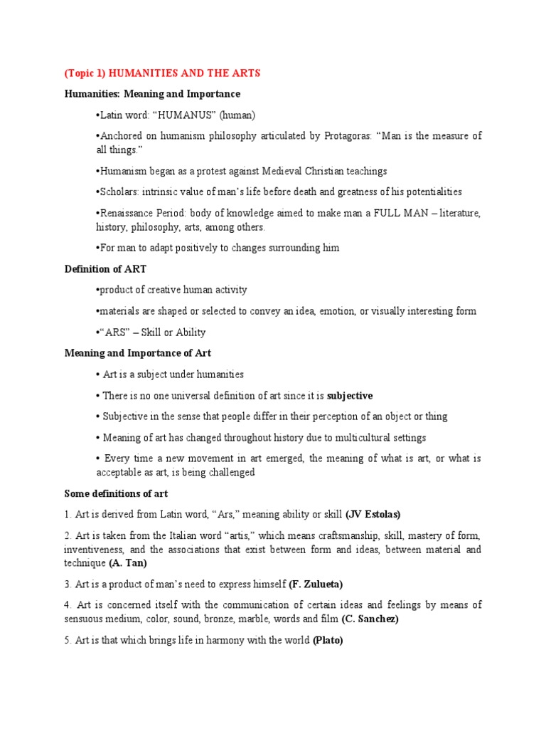 Humanities: Meaning and Importance | PDF | The Arts | Aesthetics