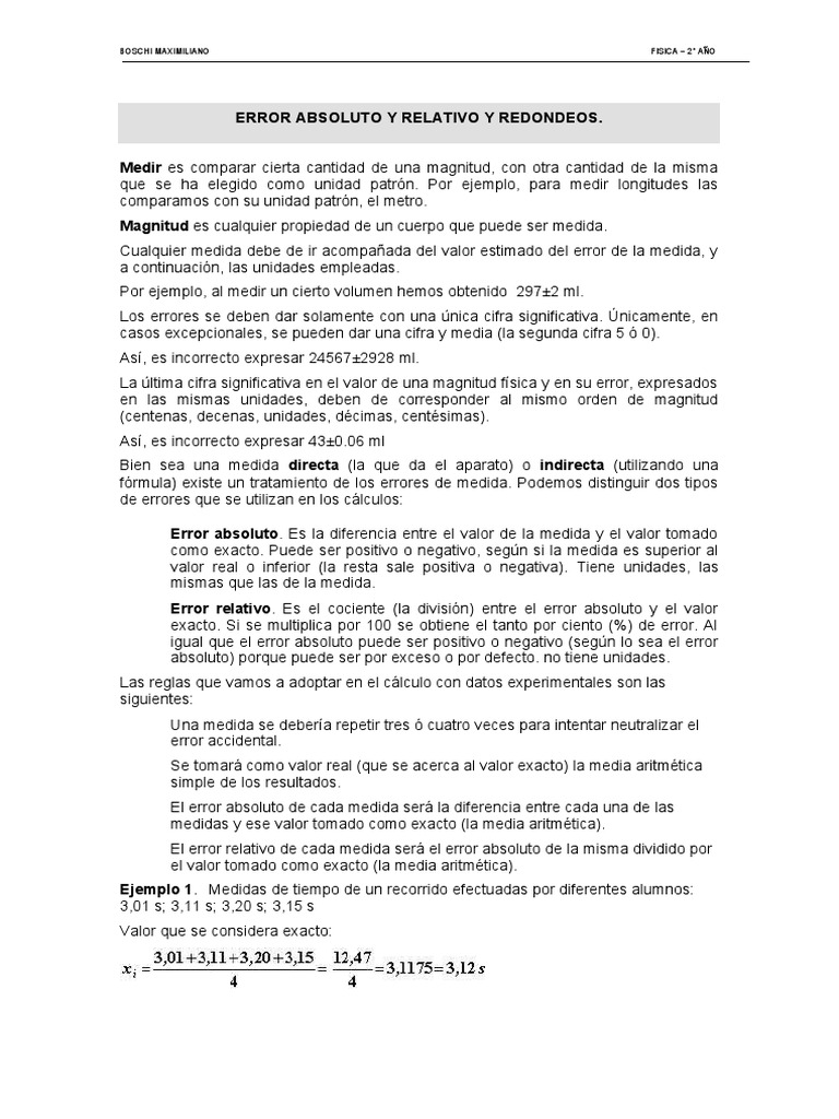 Calculo de Errores FISICA | PDF