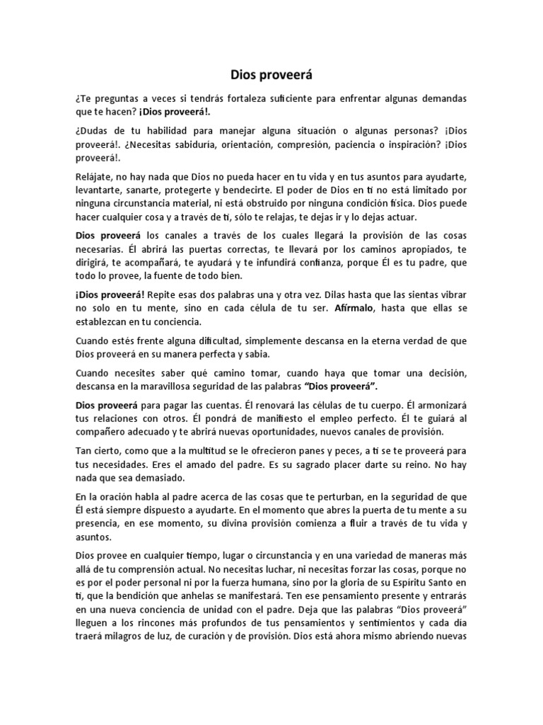 Dios proveerá | PDF | Dios