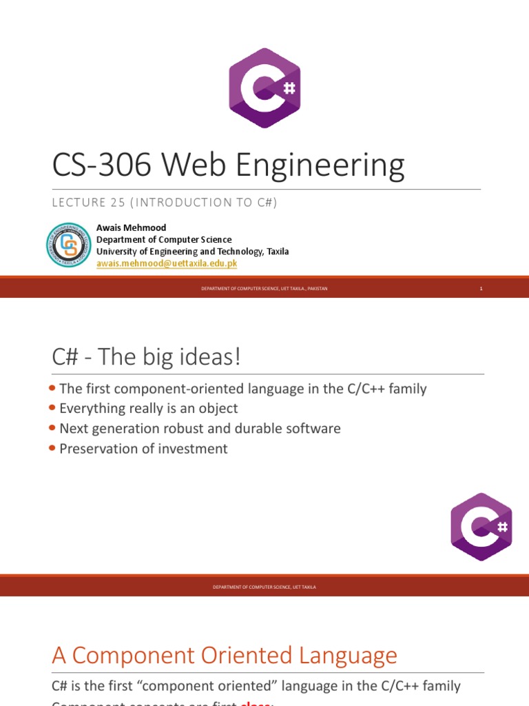 Lect 25-26 (Introduction To CSharp) | PDF | C Sharp (Programming ... Lect 25-26 (Introduction To CSharp) | PDF | C Sharp (Programming ...