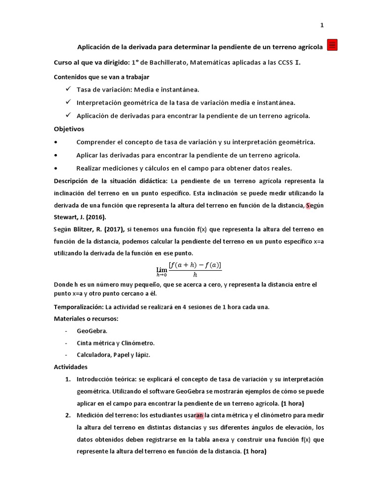 Aplicación de La Derivada para Determinar La Pendiente de Un Terreno Agrícola | Descargar gratis ...