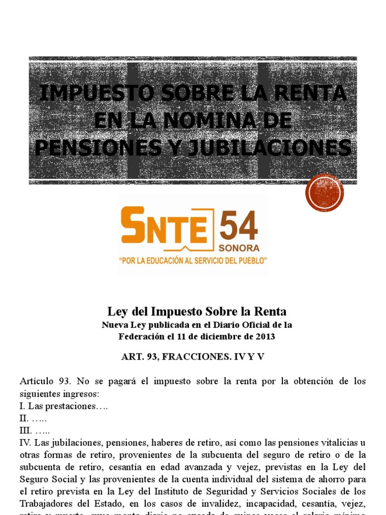 Impuesto Sobre La Renta en La Nomina de Pensiones Y Jubilaciones | PDF | Impuesto sobre la renta ...
