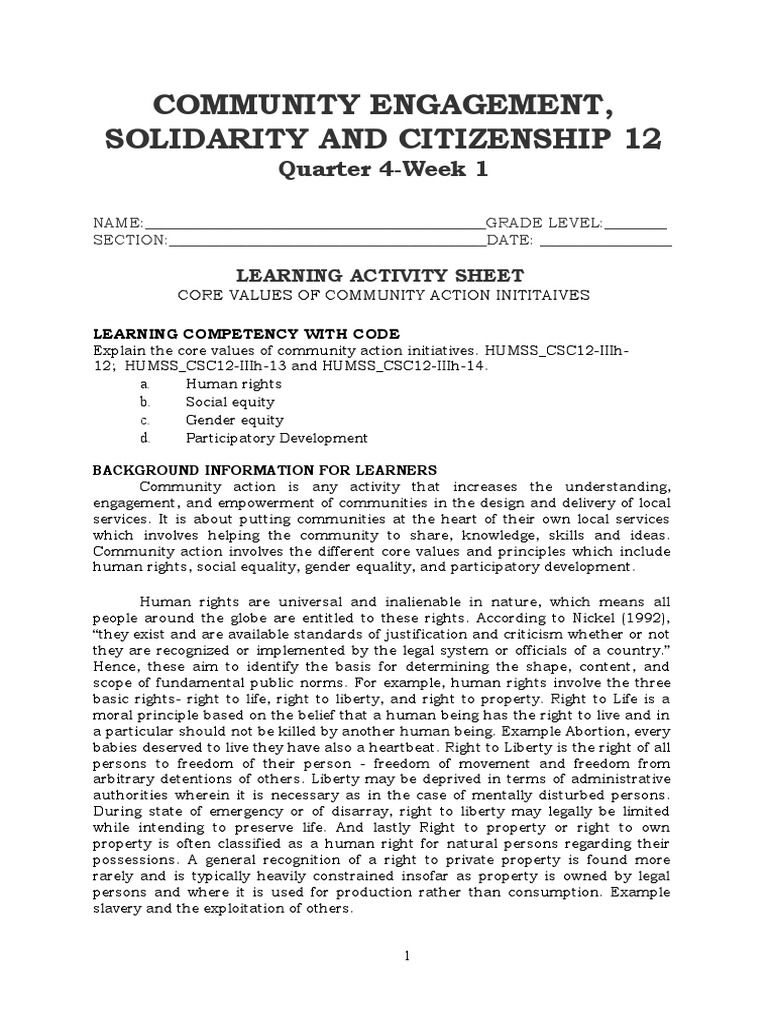 DepEd Learning Activity Sheets LAS CESC Quarter 4 Week 1 | PDF