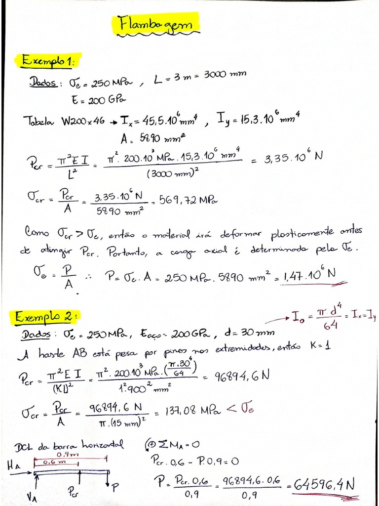 Exercícios Sobre Flambagem | PDF