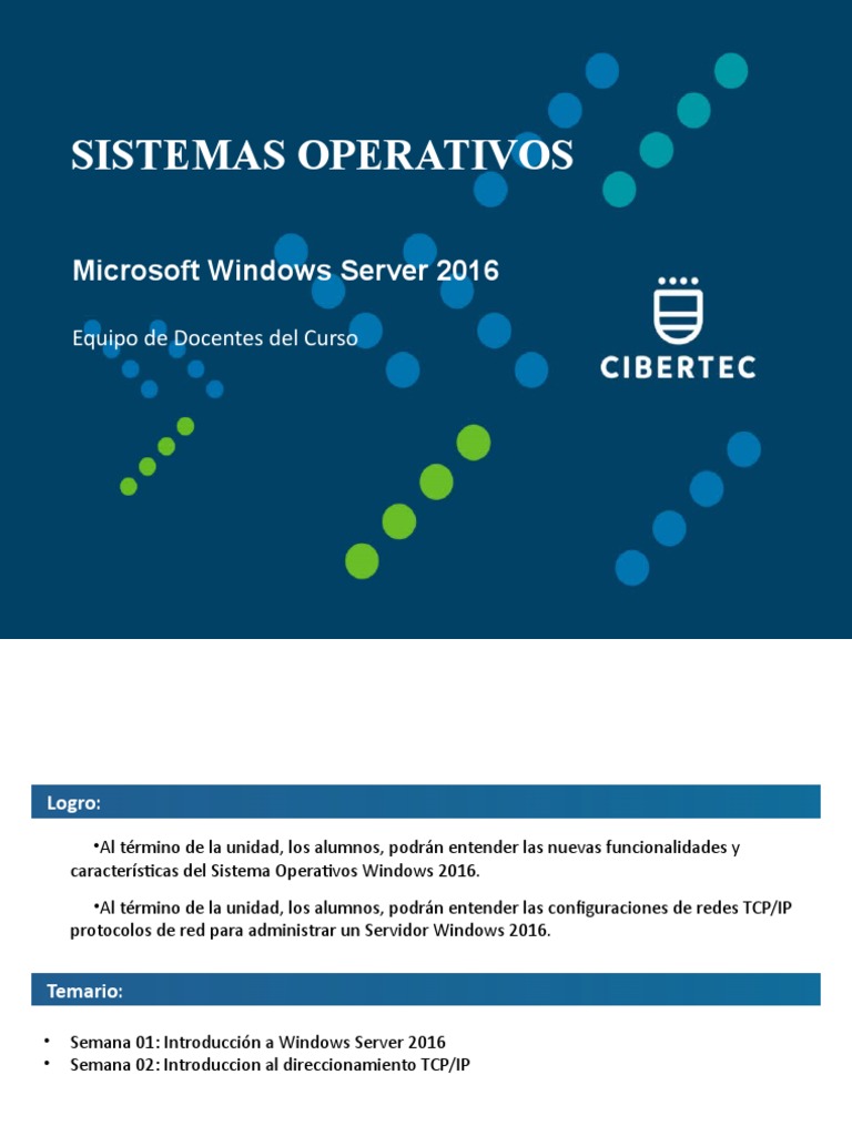 .Semana 01 - T1 - Introduccion A Windows Server 2016 | PDF | Red de computadoras | Protocolos de ...