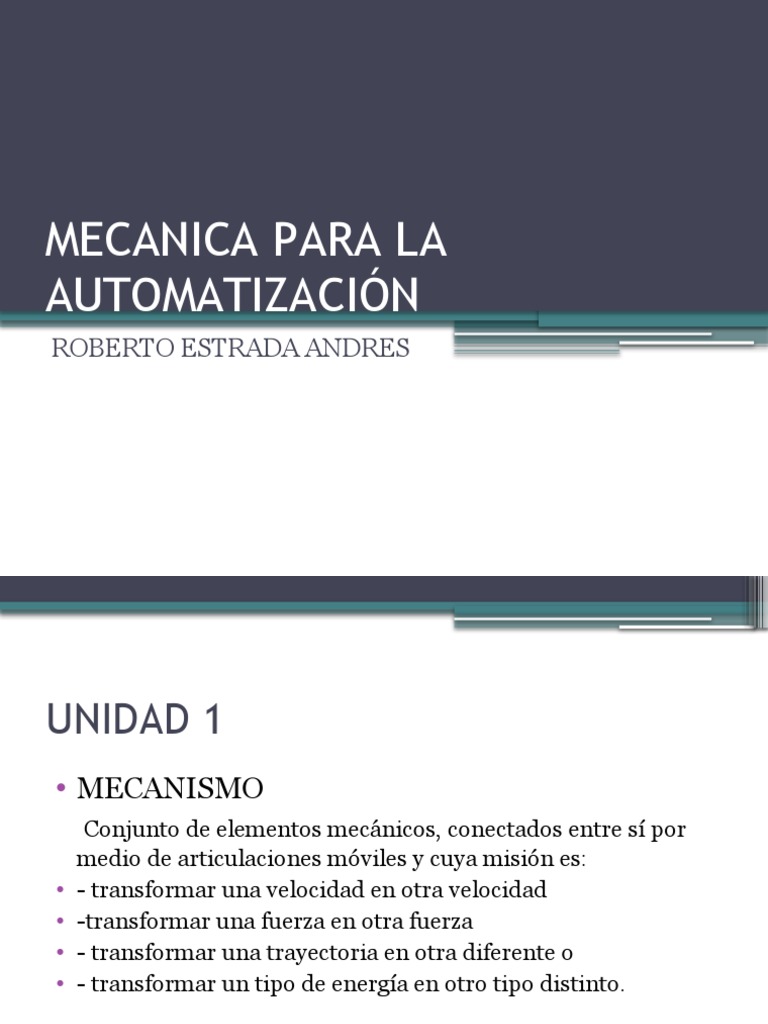 3 Mecanica para La Automatizacion | PDF | Engranaje | Rotación