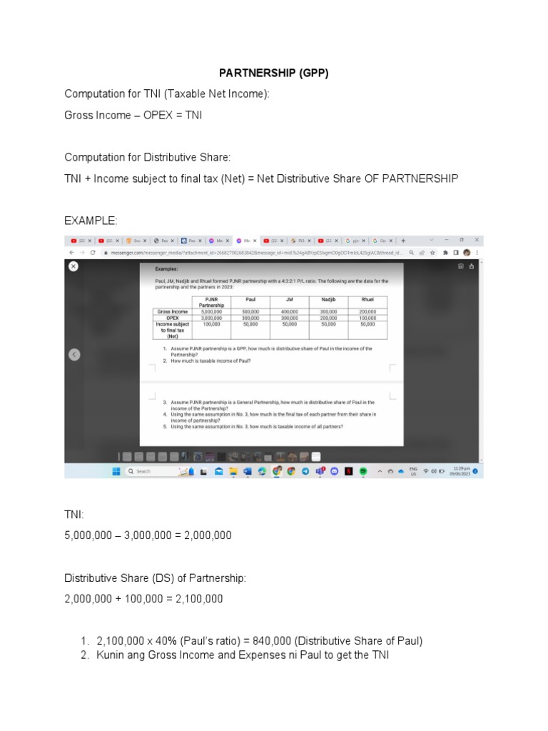 Tax Computation for Partnerships | PDF | Taxes | Gross Income
