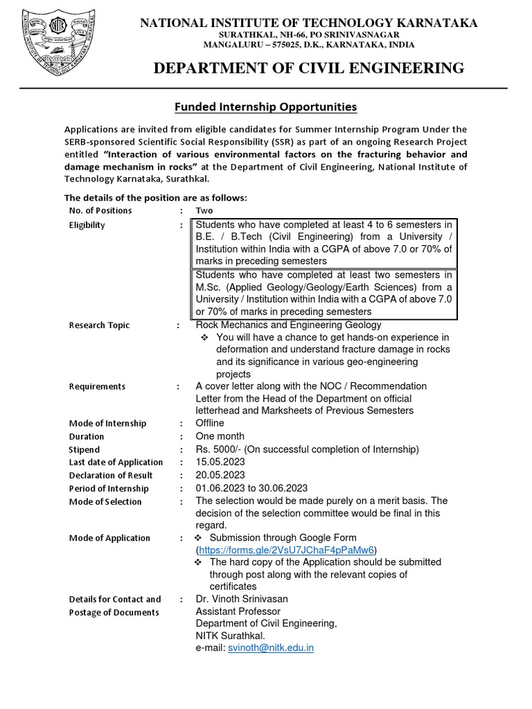 SSR Advertisement Civil Engineering Dept | PDF | Science | Engineering