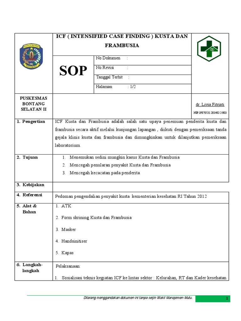 SOP ICF Kusta Dan Frambusia | PDF