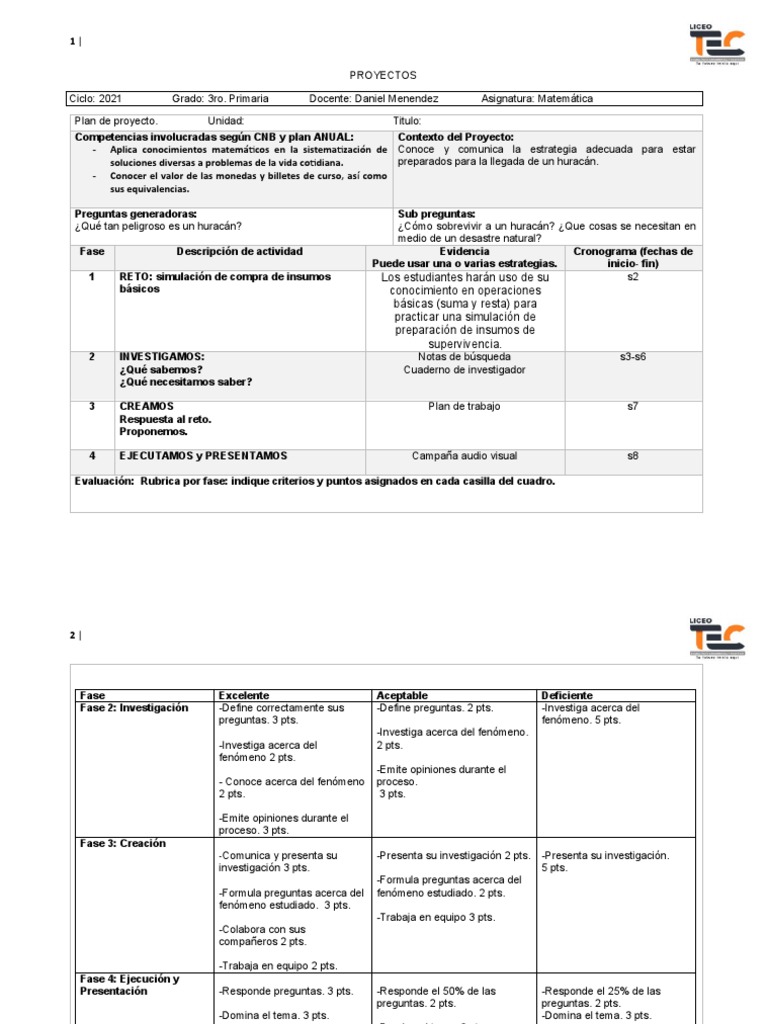 3ro. Primaria - MATEMATICA | PDF