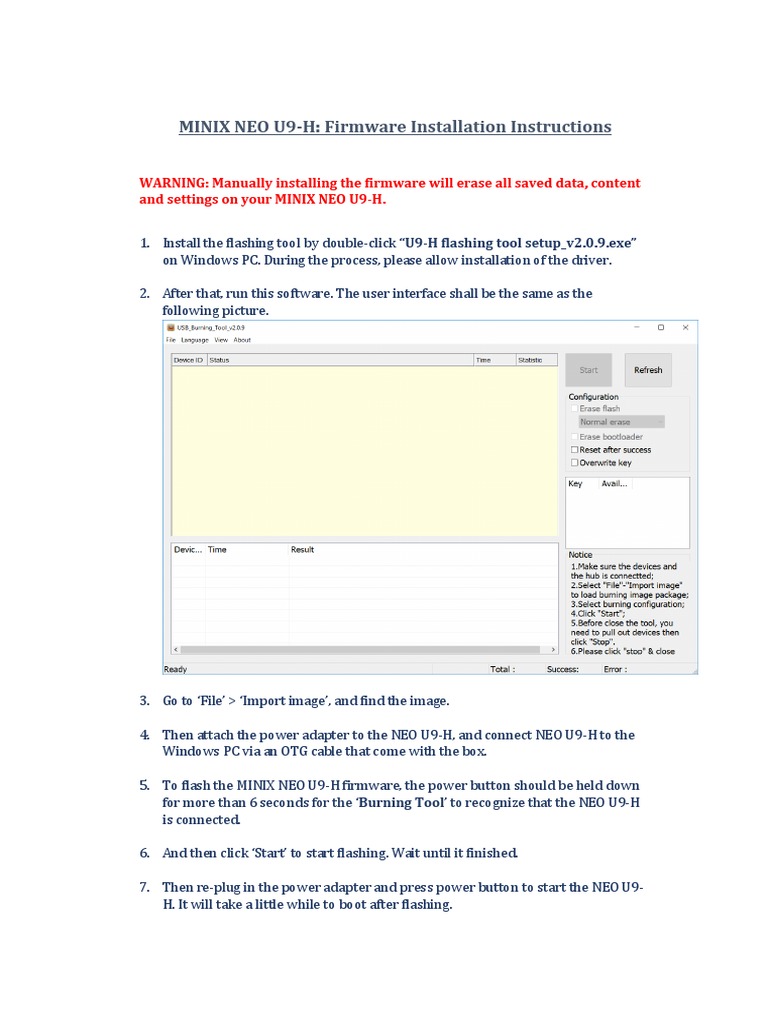 MINIX NEO U9-H - Firmware Installation Instructions | PDF