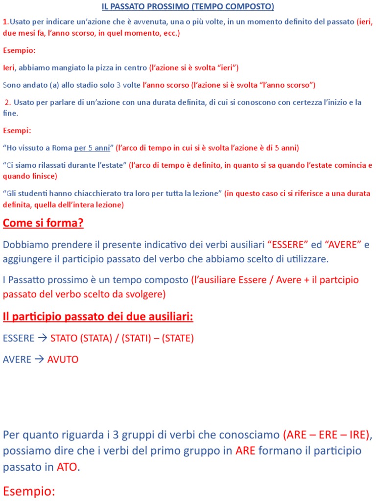 Il Passato Prossimo | PDF