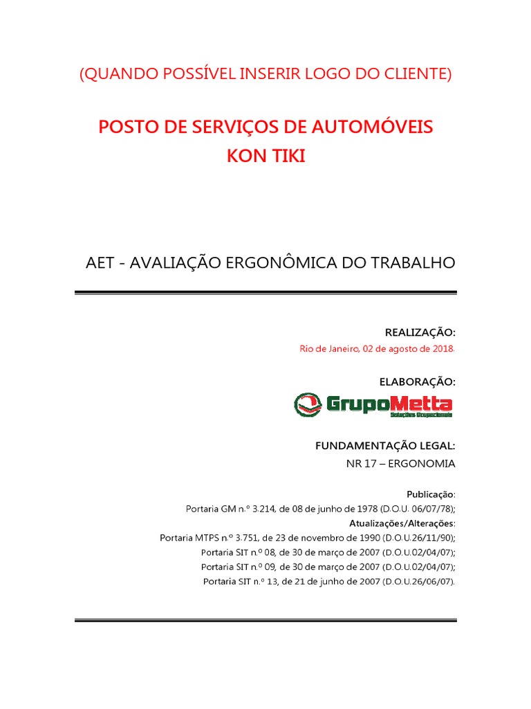 Aet - Modelo | PDF | Fatores humanos e Ergonomia | Tempo