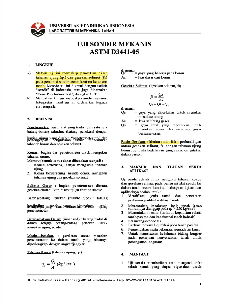 Astm d3441-05 Uji Sondir | PDF