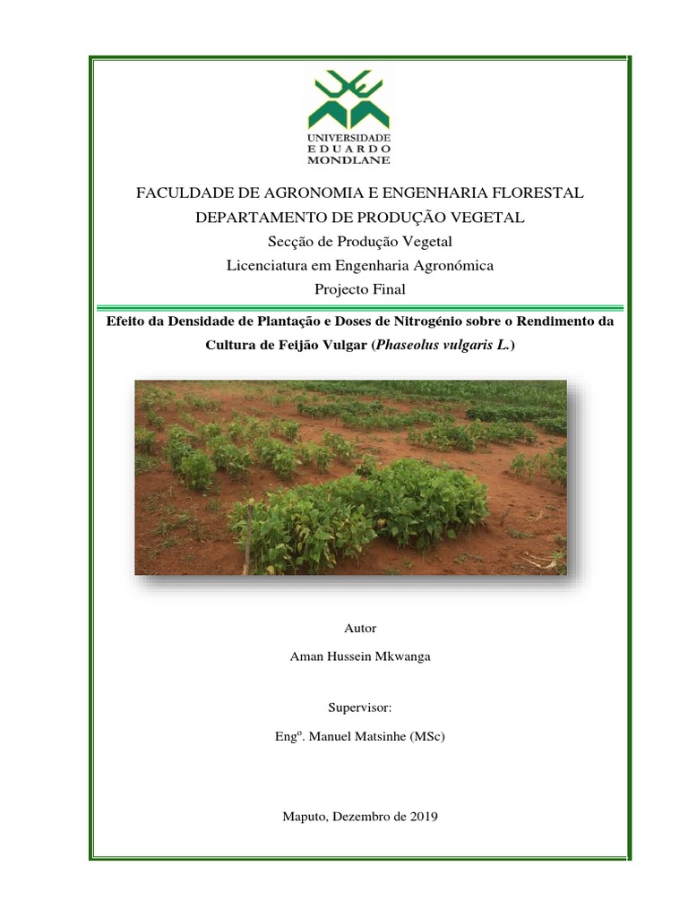 Efeito da Densidade de Plantação e Doses de Nitrogénio sobre o ...