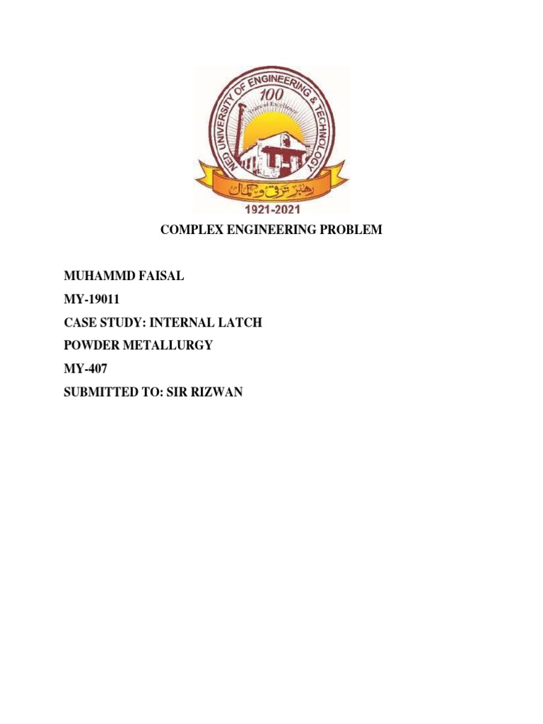 Complex Engineering Problem | PDF | Casting | Engineering