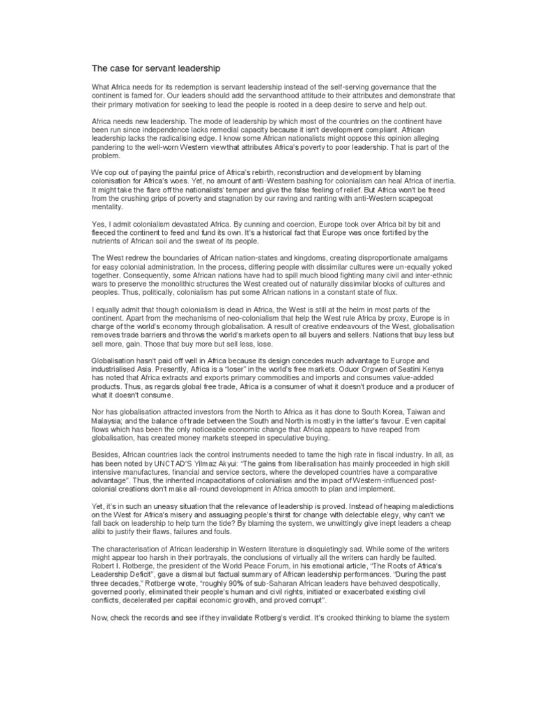 The Case For Servant Leadership | PDF | Globalization | Leadership