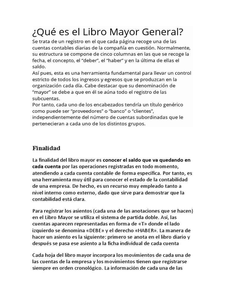 Definición del Libro Mayor General | PDF | Contabilidad | Pagos