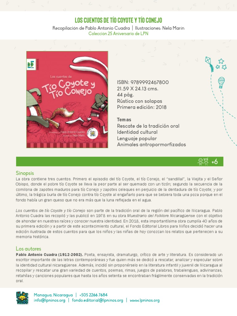 FICHA Los Cuentos de To Coyote y Tio Conejo | PDF