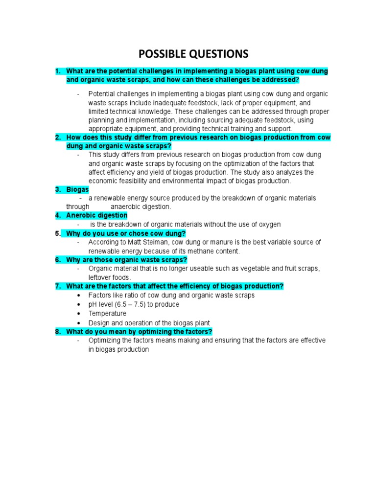 Possible Questions | PDF