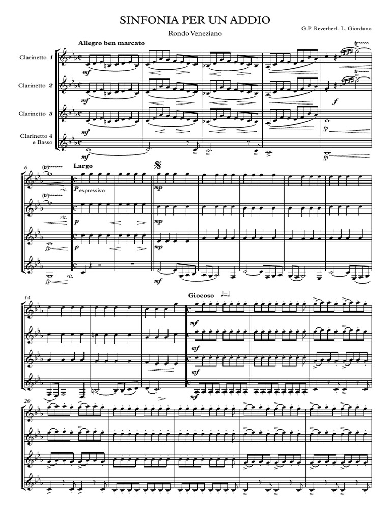 Sinfonia Per Un Addio Partitura | PDF