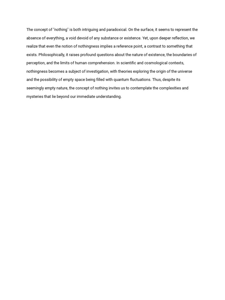 Exploring the Paradox of Nothingness | PDF | Philosophy