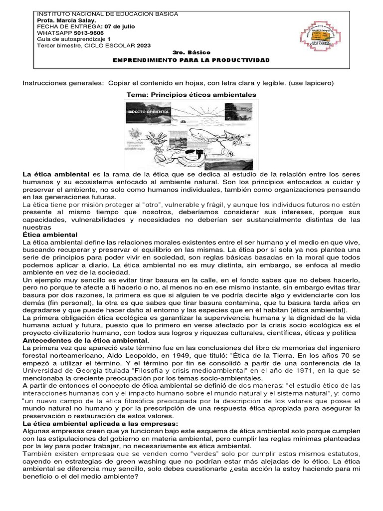 GUÍA_1_EMPRENDIMIENTO_3ro-3er.bim[1] | PDF | Entorno natural | Sustentabilidad